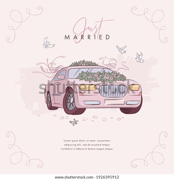 Hand Drawn Wedding Car Background Vector: เวกเตอร์สต็อก (ปลอดค่า ...