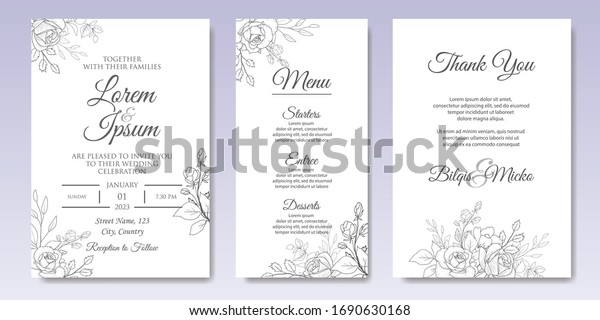 Hand Drawn Wedding Invitation Card Template Stock Vector (Royalty Free ...