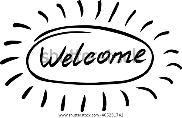 Hand Drawn Welcome Signlogo Simple Design Stock Vector (Royalty Free ...