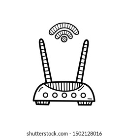 Hand Drawn Wifi Router Isolated On Stock Vector (Royalty Free ...