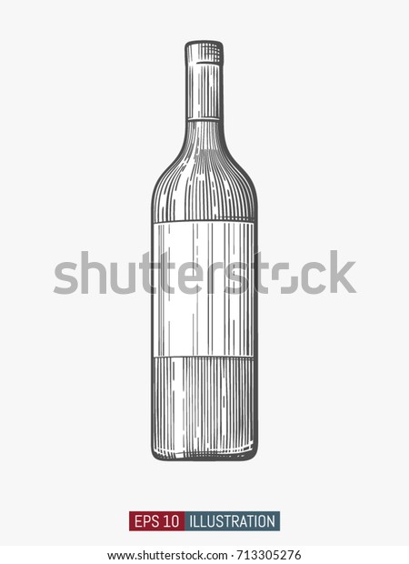 Hand Drawn Wine Bottle Template Your Stock Vector (Royalty Free) 713305276