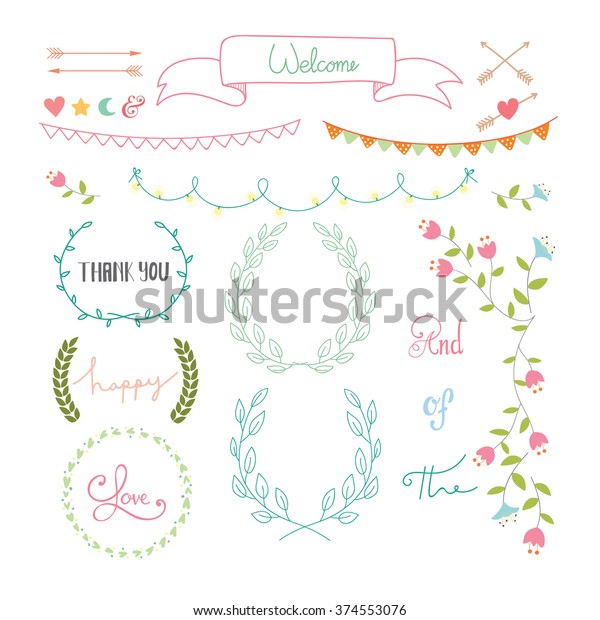 Hand Drawn Words Decorative Design Elements Stock Vector (Royalty Free ...