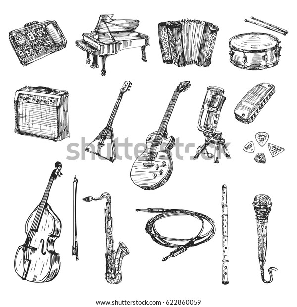Hand Drawn World Musical Instruments Set Stock Vector (Royalty Free ...
