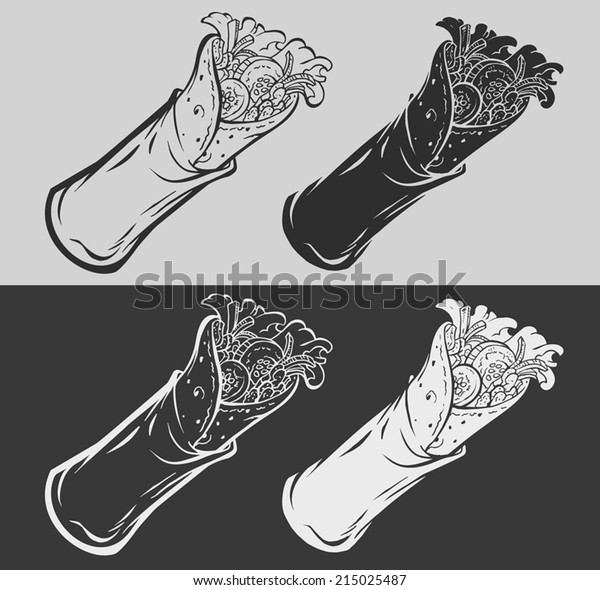 Hand Drawn Wrap Shawarma Gyro On Stock Vector (Royalty Free) 215025487 ...