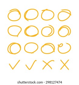 Hand Drawn Yellow Circle Check Marks: vector de stock (libre de ...