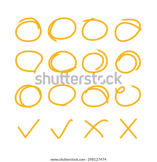 Hand Drawn Yellow Circle Check Marks Stock Vector (Royalty Free ...