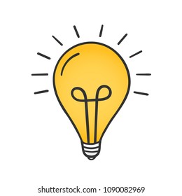 Hand Drawn Yellow Lightbulb On White Stock Vector (Royalty Free ...