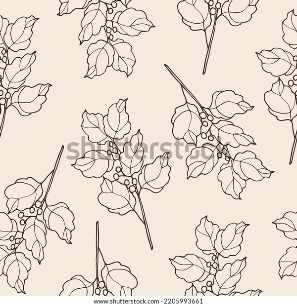 Hand Drawn Yerba Mate Branch Seamless Stock Vector (Royalty Free ...
