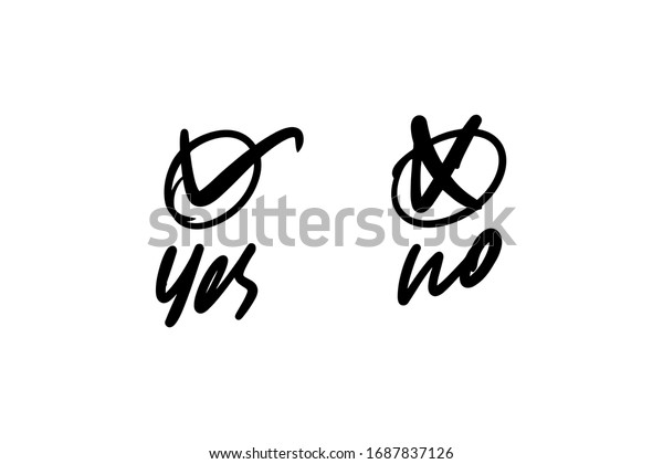 Hand Drawn Yes No Acceptance Rejection Stock Vector (Royalty Free ...