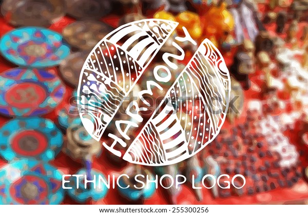 Hand Drawn Zentangle Logo On Blurred Stock Vector (Royalty Free ...
