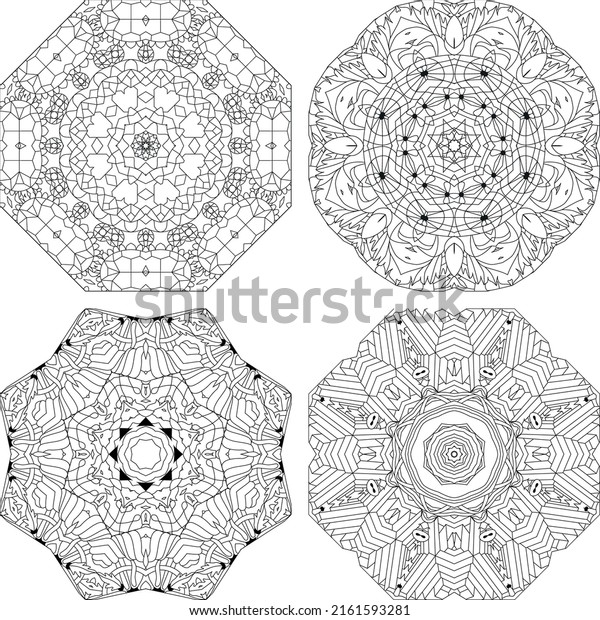Hand Drawn Zentangle Set 4 Mandalas Stock Vector Royalty Free