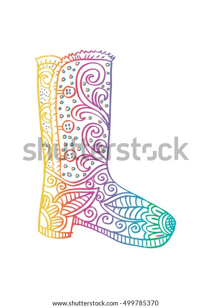 Hand Drawn Zentangle Shoes Stock Vector (Royalty Free) 499785370