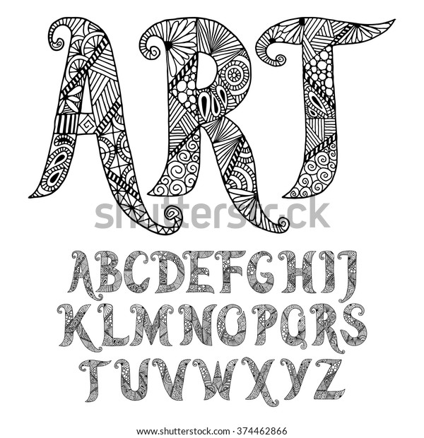 Hand Drawn Zentangle Style Letters Stock Vector (Royalty Free ...