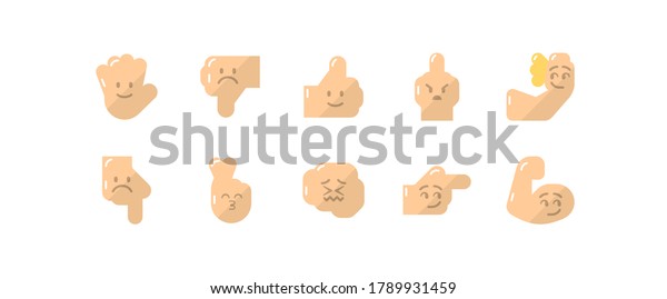Hand Emoji Vector Icon Set Stock Vector (Royalty Free) 1789931459 ...