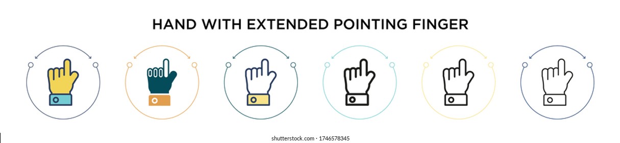 Hand Extended Pointing Finger Icon Filled Stock Vector (Royalty Free ...