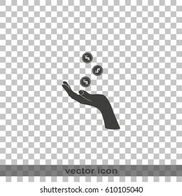 Hand Falling Coins Icon Stock Vector (Royalty Free) 610105040 ...