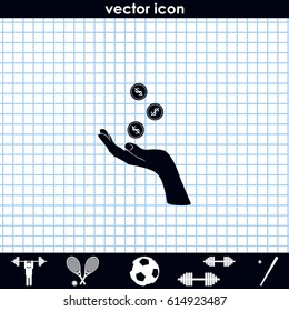 Hand Falling Coins Icon Stock Vector (Royalty Free) 614923487 ...