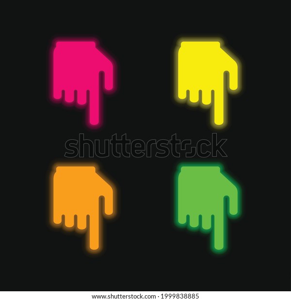 Hand Finger Pointing Down Four Color Stock Vector (Royalty Free ...