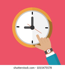 Hand Finger Pointing On Clock Vector Stock Vector (Royalty Free) 769699372