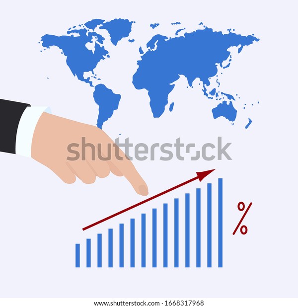 Hand Finger Points Growth Graph World Stock Vector (Royalty Free ...
