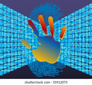 Hand Fingerprint Technology Stock Vector (Royalty Free) 55912075 ...