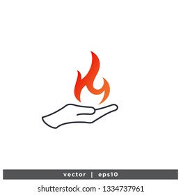 Hand Burning Fire Icon Isolated On Stock Vector (Royalty Free ...