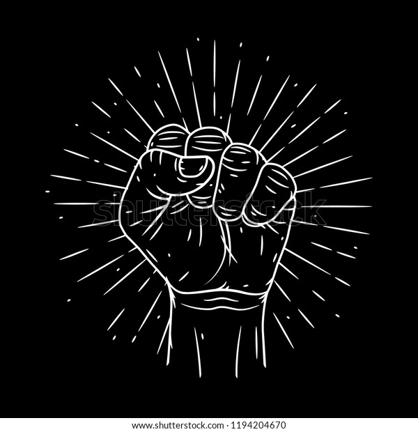 Hand Fist Raised Divergent Rays Used Stock Vector (Royalty Free ...