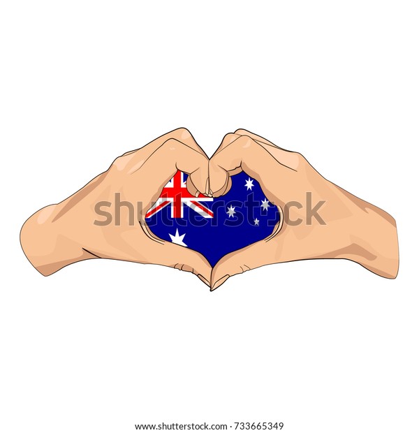 Hand Forming Heart Shape Flag Australia Stock Vector (Royalty Free ...