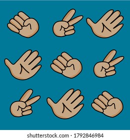 Hand Game Rock Scissors Paper Rules Stock Vector (Royalty Free ...