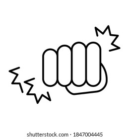 Hand Gesture Line Icon Forward Punching Stock Vector (Royalty Free ...