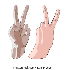 Hand Gesture Peace Sign Stock Vector (Royalty Free) 1195842625