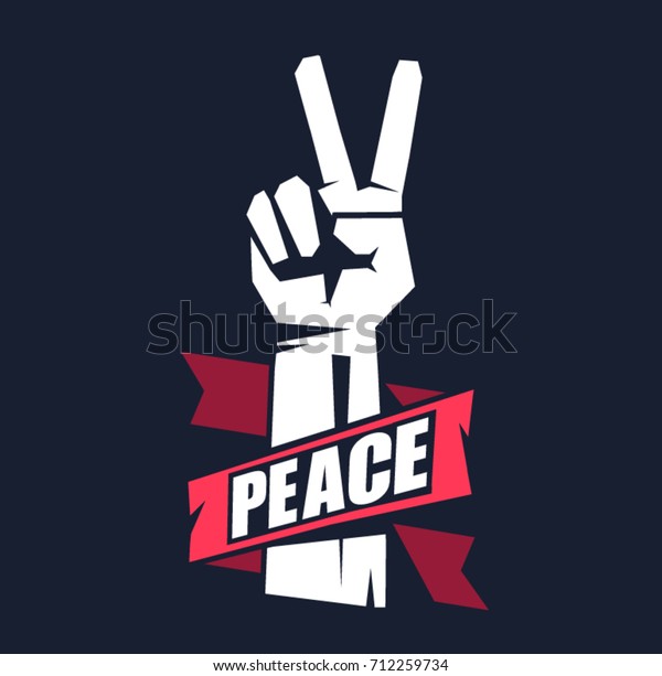 Vector de stock (libre de regalías) sobre Señal de paz de gesto de712259734