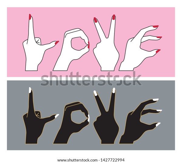 Hand Gesture Showing Love Flat Vector Stock Vector (Royalty Free ...