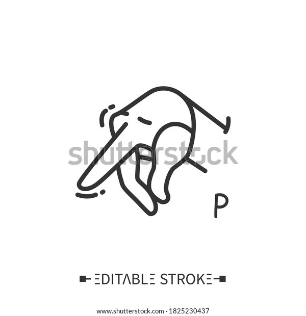 Hand Gesture Showing P Letter Line Stock Vector (Royalty Free ...