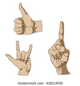 Hand Gesture Set Sign Like Yes Stock Vector (Royalty Free) 1815386792