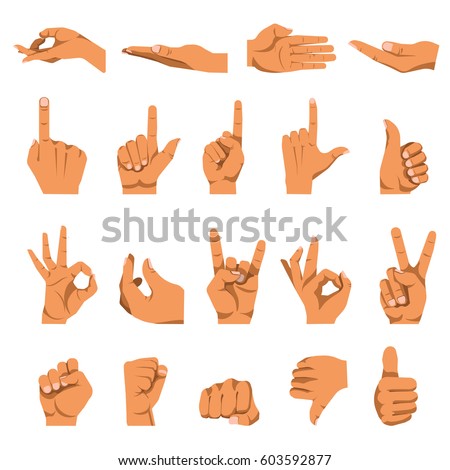 Hand Gestures Finger Different Signs Vector Stockvektor (Royaltyfri ...