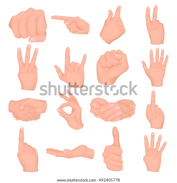 Hand Gestures Set Icons Cartoon Style Stock Vector (Royalty Free ...