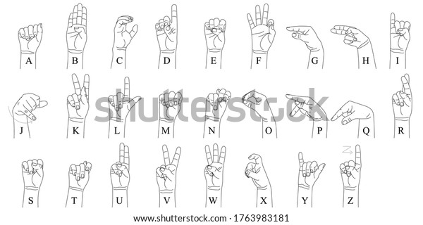 Hand Gestures Showing Letters American Sign Stock Vector (Royalty Free ...