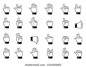 Hand Gestures Sign Language Thin Line Stock Vector (Royalty Free ...