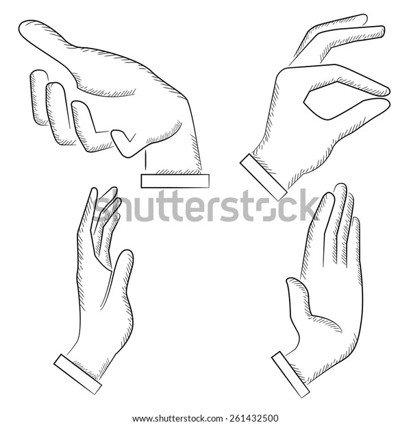 Hand Gestures Sketch Hand Signs Vector Stock Vector (Royalty Free ...