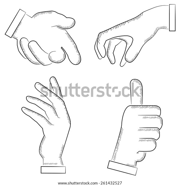 Hand Gestures Sketch Hand Signs Vector Stock Vector (Royalty Free ...