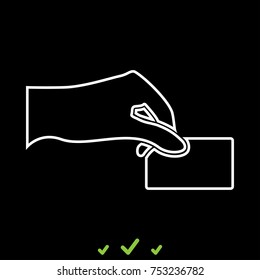 Hand Give Electronic Card White Icon Stock Vector (Royalty Free ...