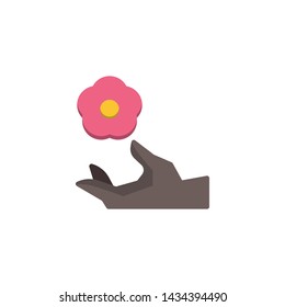 Hand Give Flower Flat Icon Vector Stock Vector (Royalty Free ...
