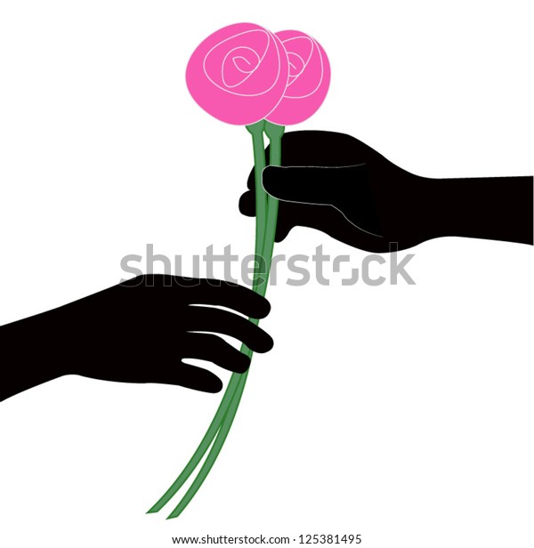 Hand Giving Flower Vector Stock Vector (Royalty Free) 125381495 ...