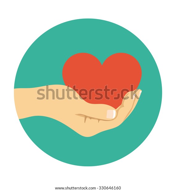 Hand Giving Heart Colored Vector Illustration Stock Vector (Royalty ...