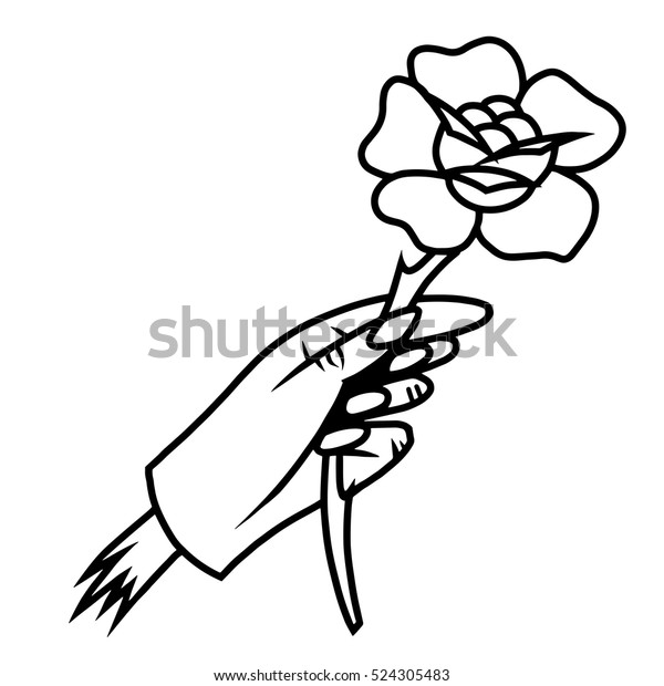 Hand Giving Rose Stock Vector (Royalty Free) 524305483 | Shutterstock