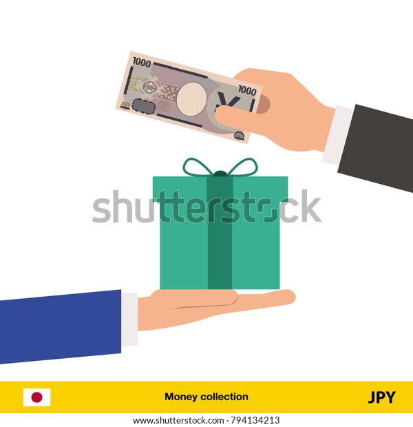 Hand Giving Yen Banknote Present Gift Stock Vector (Royalty Free ...