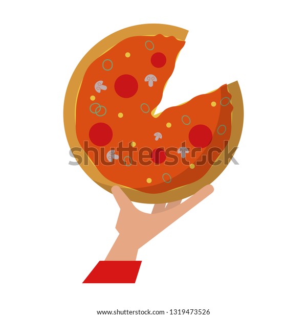 Hand Grabbing Pizza Stock Vector (Royalty Free) 1319473526 | Shutterstock