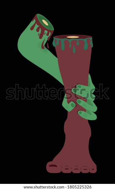 Hand Grabbing Zombie Foot Vector Illustration Stock Vector (Royalty ...