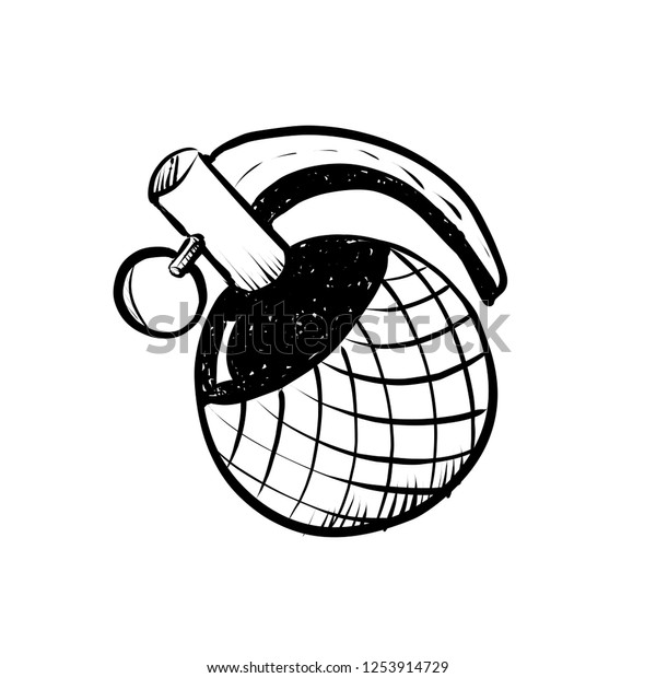 Hand Grenade Outline Black Ink Hand Stock Vector (Royalty Free ...